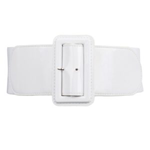 hanna nikole women's elastic vintage belt stretchy retro wide waist cinch belt white size l