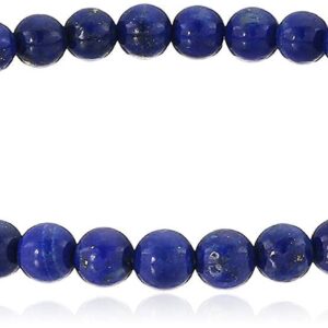 LTC Designs 4 mm Smooth Round Lapis Lazuli Stretch Bracelets, 7" for Men, Women,and Teens