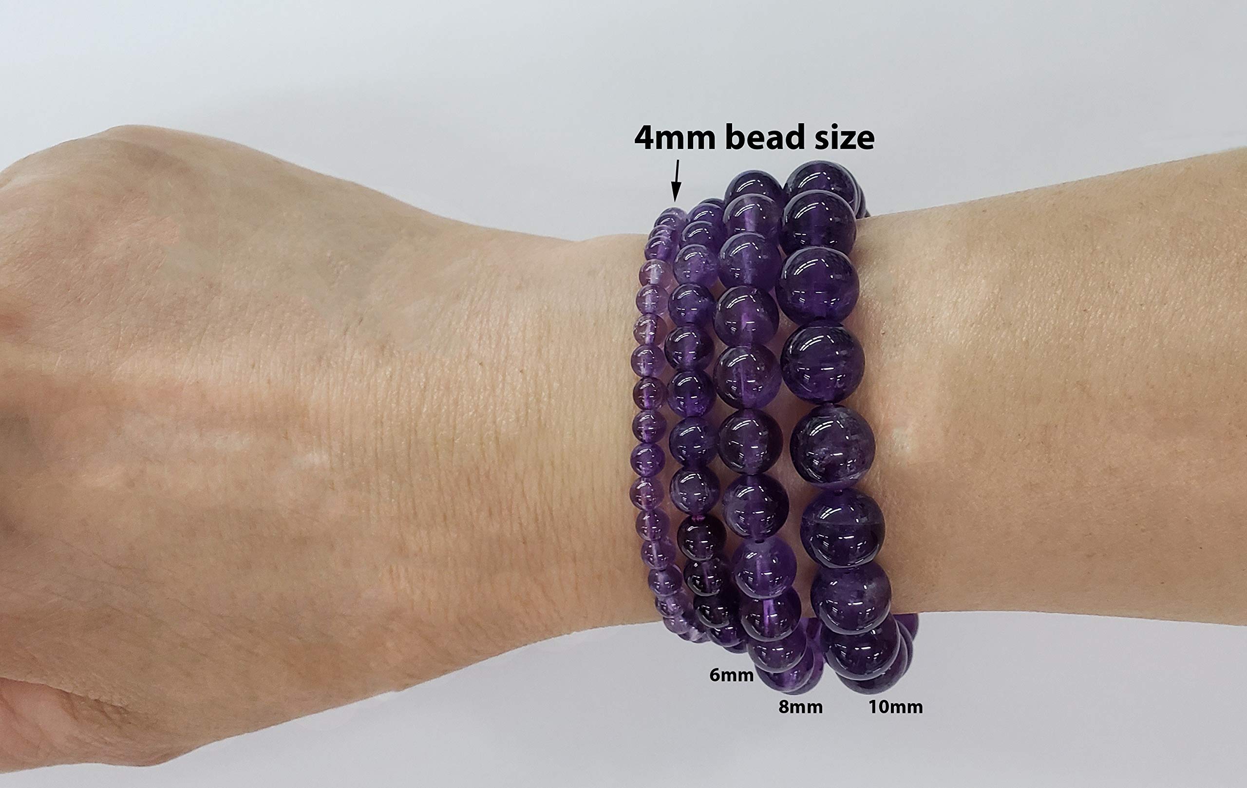 LTC Designs 4 mm Smooth Round Lapis Lazuli Stretch Bracelets, 7" for Men, Women,and Teens