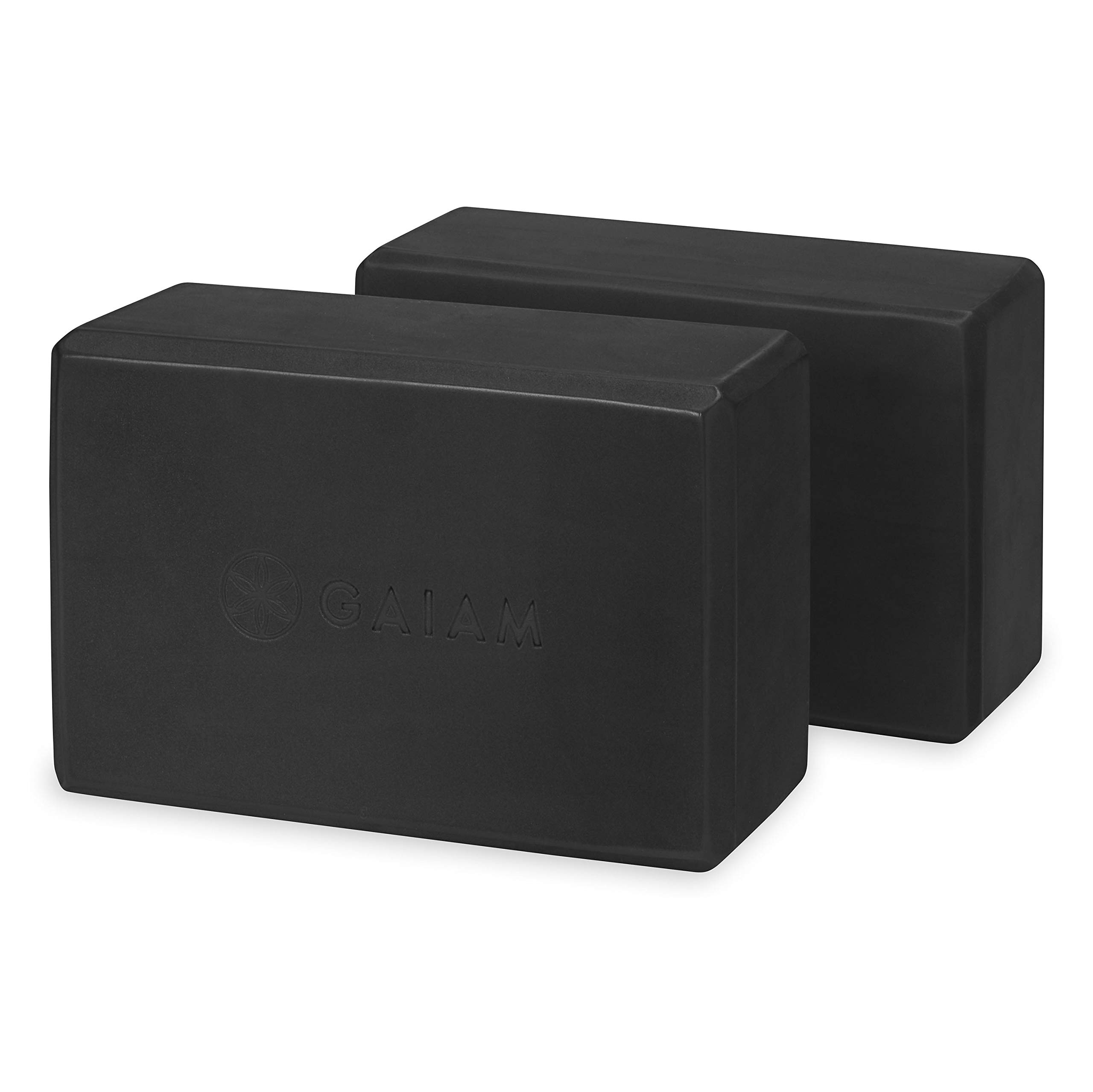 Gaiam Essentials Yoga Block (Set Of 2) - Supportive Foam Blocks - Soft Non-Slip Surface for Yoga, Pilates, Meditation - Easy-Grip Beveled Edges - Helps with Alignment and Motion - Black