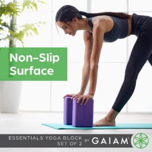 Gaiam Essentials Yoga Block (Set Of 2) - Supportive Foam Blocks - Soft Non-Slip Surface for Yoga, Pilates, Meditation - Easy-Grip Beveled Edges - Helps with Alignment and Motion - Black