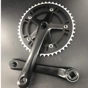 donsp1986 crankset set single speed 46t 170mm crankarms 130 bcd for mountain road bike fixed gear bicycle (square taper, black) (46t, sprocket)