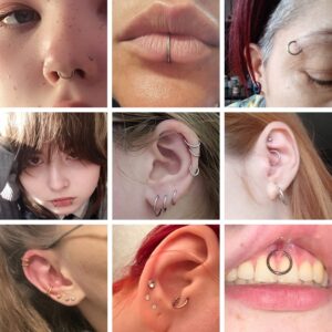 Jstyle 16G Surgical Steel Hinged Clicker Nose Rings Hoop for Septum Cartilage Helix Daith Tragus Rook Conch Lip Ear Lobe Sleeper Earrings Body Piercings for Women Men