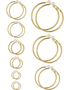 sumind 6 pairs clip on hoop earrings hoop gold earrings non piercing earrings set for women, 6 sizes