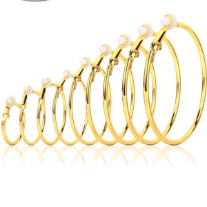 Sumind 6 Pairs Clip on Hoop Earrings Hoop Gold Earrings Non Piercing Earrings Set for Women, 6 Sizes