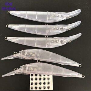 5 pcs unpainted crankbait fishing lure body 7 3/10 inch 1 3/10oz blank lures 8011