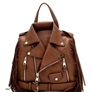 trendeology moto jacket design bike vegan leather fringed saddle bag fashion backpack purse