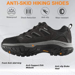 wantdo Men's Waterproof Hiking Shoes Wide Breathable Slip Resistant T Trekking Shoes Black