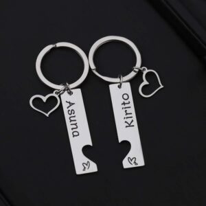 MYOSPARK Kirito And Asuna Couples Keychain Set His And Her Gift For Couple Boyfriend Husband (Ausna and Kirito Keychain)