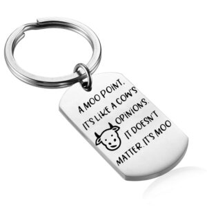 ensianth a moo point it’s like a cow’s opinions gift funny keychain gift for friends fans (a moo point keychain)