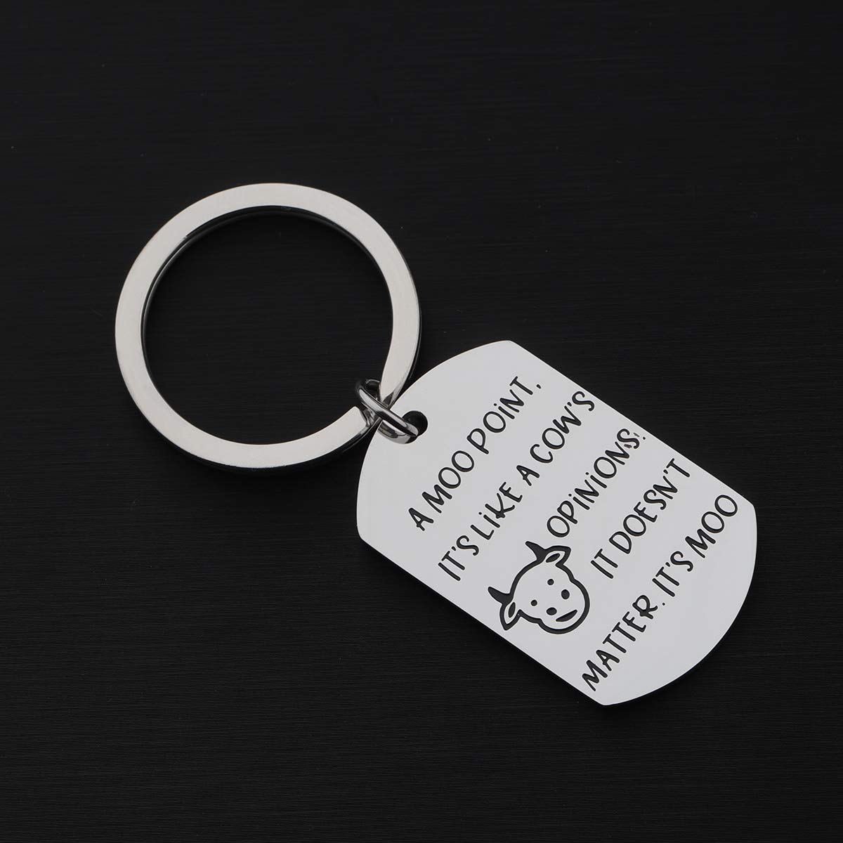 ENSIANTH A Moo Point It’s Like a Cow’s Opinions Gift Funny Keychain Gift for Friends fans (A Moo Point Keychain)