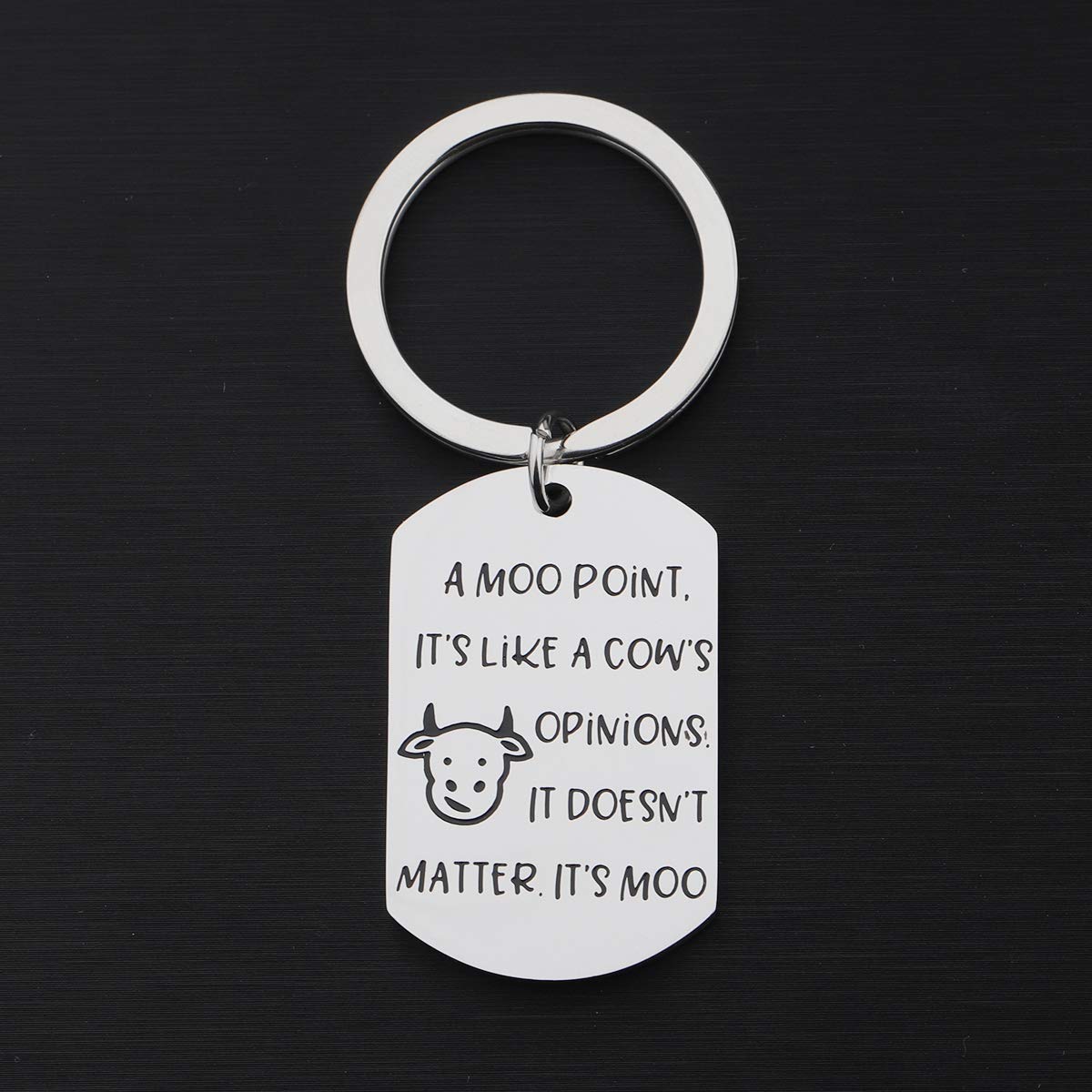 ENSIANTH A Moo Point It’s Like a Cow’s Opinions Gift Funny Keychain Gift for Friends fans (A Moo Point Keychain)