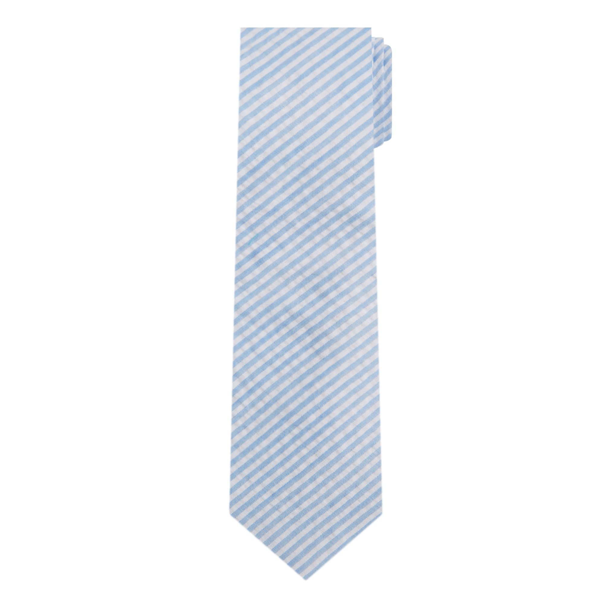 Jacob Alexander Men's Seersucker Striped Pattern Regular Length Neck Tie - Baby Blue