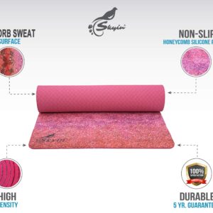 Yoga mat,Best No-Slip Hot Yoga Mat,SGS Approved No-Toxic,TPE+Ultra Absorbent Microfiber+Silicon Nonslip Surface,Ideas for Exercise,Yoga and Pilates,Money back Guarantee(Harmony)