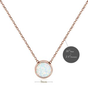 CIUNOFOR Rose Gold Plated Alphabet Opal Pendant Necklace Round Disc Initial Necklace Engraved Letter Necklace with Adjustable Chain Pendant Enhancers for Women and Girls Fashion Style Jewerly (L, 12)