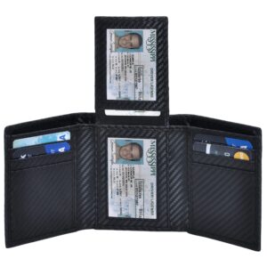 neomonte handcrafted rfid leather wallet for men, sleek trifold front pocket wallet with 2 id & 9 cards slots