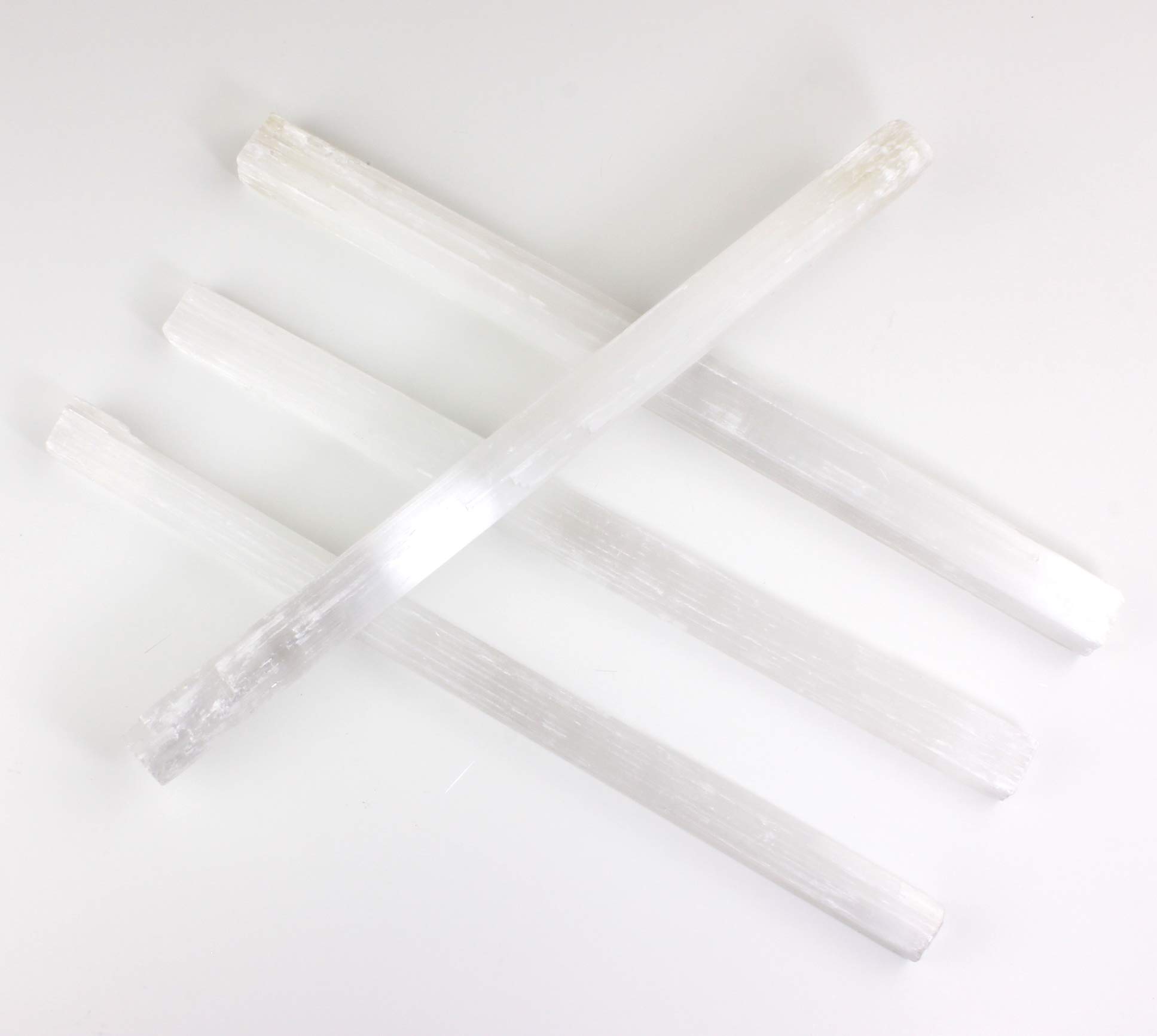 DANCING BEAR SELENITE Crystal Stick (10"-12" Long), Large Raw Rough Wand Clearing Energy, Powerful Charging Plate, Cleansing, Protection, Chakra Balancing, Healing Natural Stone, and Black Tourmaline