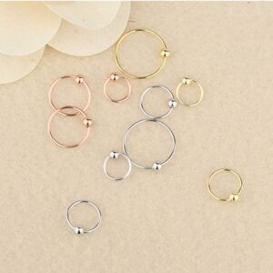 3 Pairs Sterling Silver Small Hoop Earrings Set 14K White Gold Plated Ball Bead Hoop Cartilage Earrings Helix Tragus Lip Nose Body Piercing for Women Men, 8mm 10mm 12mm