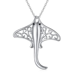 stingray necklace 925 sterling silver manta ray ocean animal tree of life jewelry birthday gifts for women men sea lover