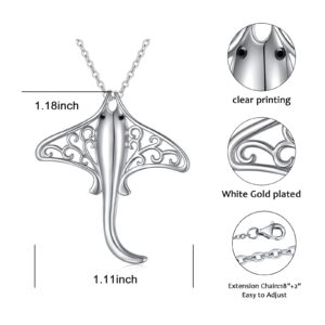 Stingray Necklace 925 Sterling Silver Manta Ray Ocean Animal Tree of life Jewelry Birthday Gifts for Women Men Sea Lover