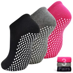 skibeaut yoga grips non slip socks pilates anti skid sticky grippers ballet barre socks for women 3 pairs