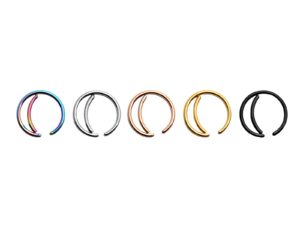 moon daith nose ring small tragus hoop earrings cartilage helix 20g stainless surgical steel piercing rings jewelry septum 5pcs (8mm)