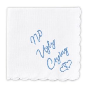 w&f gift bridesmaid gift for wedding handkerchief | no ugly crying embroidered handkerchief | wedding day bride gift