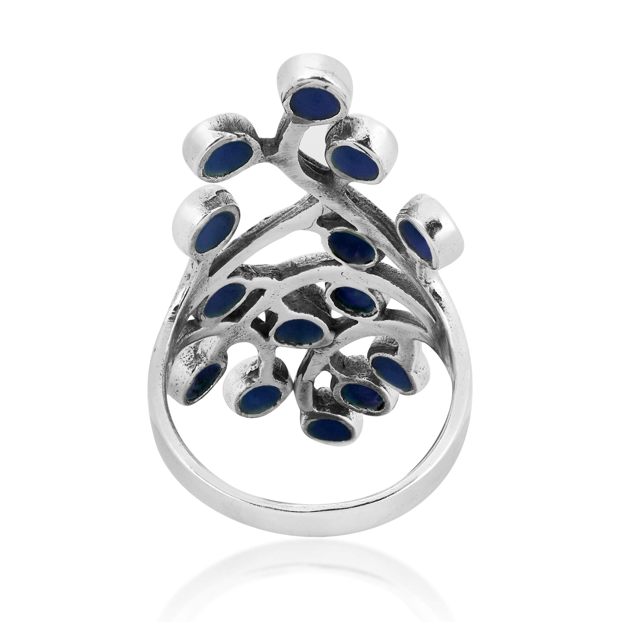 AeraVida Dramatic Flowing Nature Vines Simulated Bue Lapis Lazuli Inlay .925 Sterling Silver Ring (10)