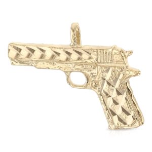 ioka - 14k yellow gold rifle gun charm tiny pendant for necklace or chain