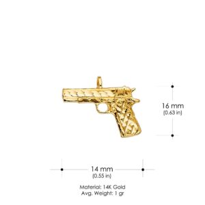 Ioka - 14K Yellow Gold Rifle Gun Charm Tiny Pendant For Necklace or Chain