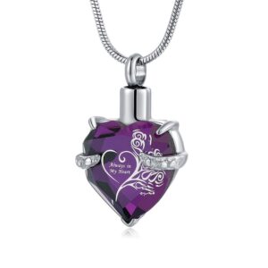 rimzviux purple always in my heart urn necklaces for ashes cremation jewelry for ashes necklace mom grandma daughter wife women gift