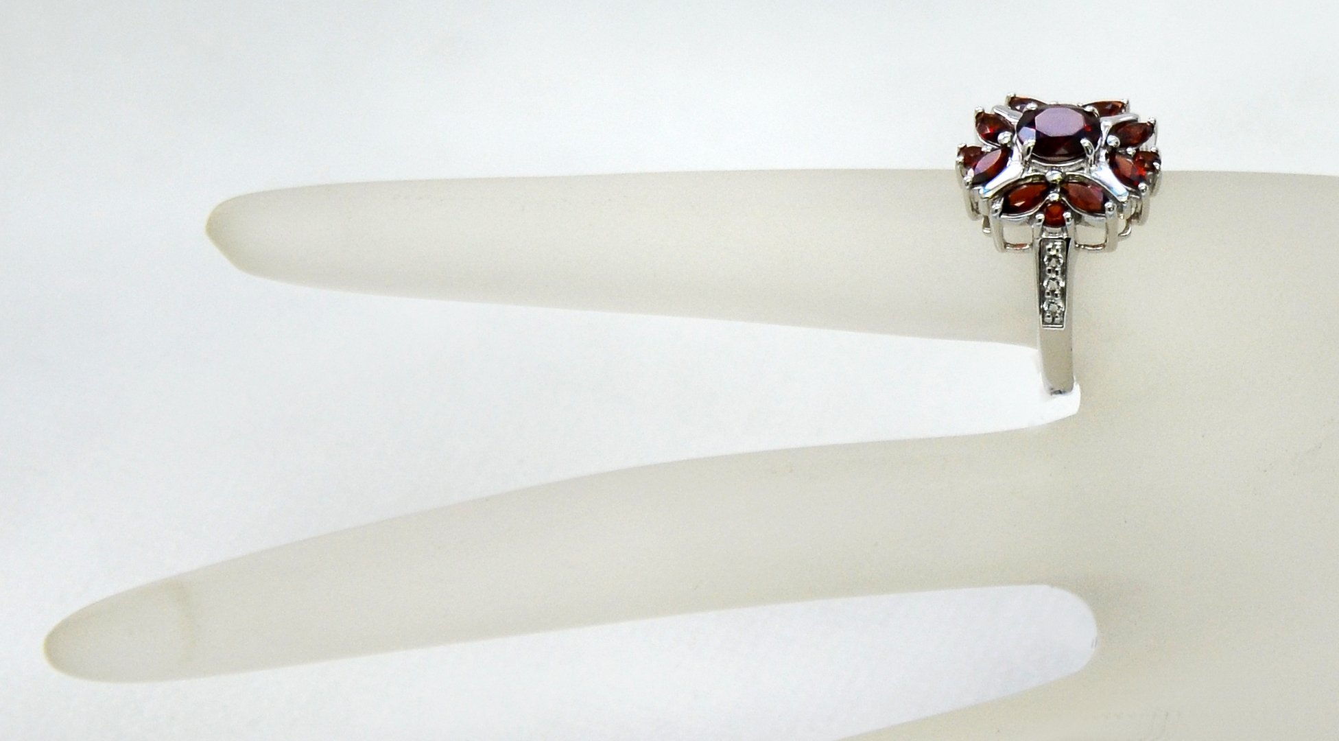 RB Gems Sterling Silver 925 Ring GENUINE GEMSTONE 3 Cts Flower Ring with Rhodium-Plated Finish (11, garnet)