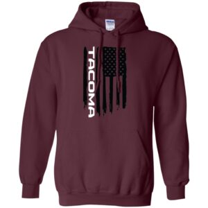 Wheel Spin Addict Tacoma American Flag Pullover Hoodie Dark Heather/M