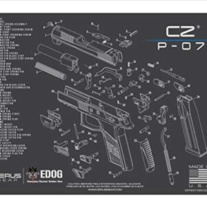 EDOG P07 Gun Cleaning Mat - Schematic (Exploded View) Diagram Compatible with CZ P-07 Series Pistol 3 mm Padded Pad Protect Your Firearm Magazines Bench Surfaces Gun Oil Solvent Resistant