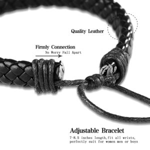 HANPABUM 18pcs Braided Leather Bracelets for Men Women Woven Cuff Wrap Bracelet Wood Beads Ethnic Tribal Bracelets Adjustable