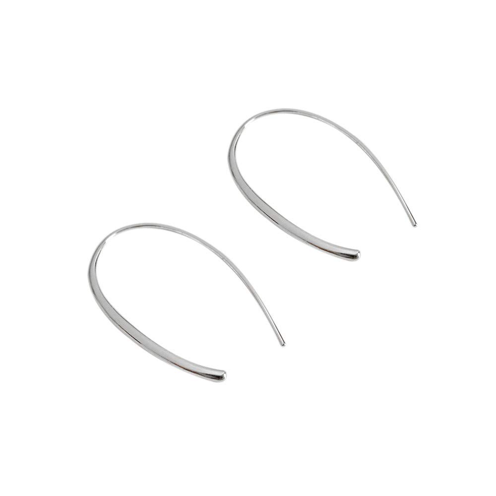 Upside Down Hoop Earrings for Women S925 Sterling Silver Lightweight Open Wire Needle Drop Dangle Threader Earring Hypoallergenic Jewelry Gifts (Sterling Silver)