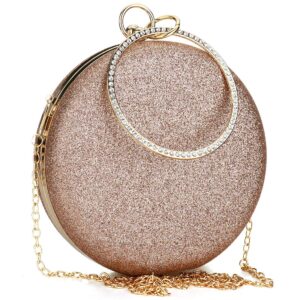 Gets Women Top Handle Handbags Tote Bag Purse Clutch Bag With Chain Circular Ring With Rhinestone