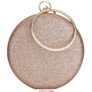 Gets Women Top Handle Handbags Tote Bag Purse Clutch Bag With Chain Circular Ring With Rhinestone