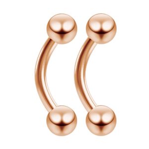 2pc 16g curved barbell barbel rook j curve 316lvm surgical steel jewelry rose gold earrings piercing jewelry gauge rook eyebrow 6mm