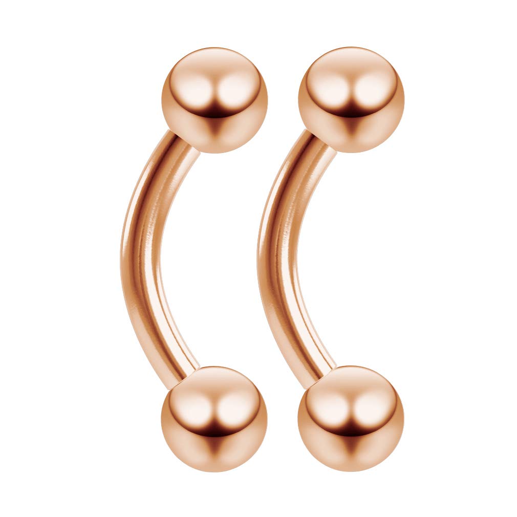 2pc 16g Curved Barbell Barbel Rook J Curve 316LVM Surgical Steel Jewelry Rose Gold Earrings Piercing Jewelry Gauge Rook Eyebrow 6mm