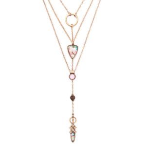 exquisite sequins multilayer pendant necklace multi-layer bar pendant necklace long choker necklace for women lady girl （5）