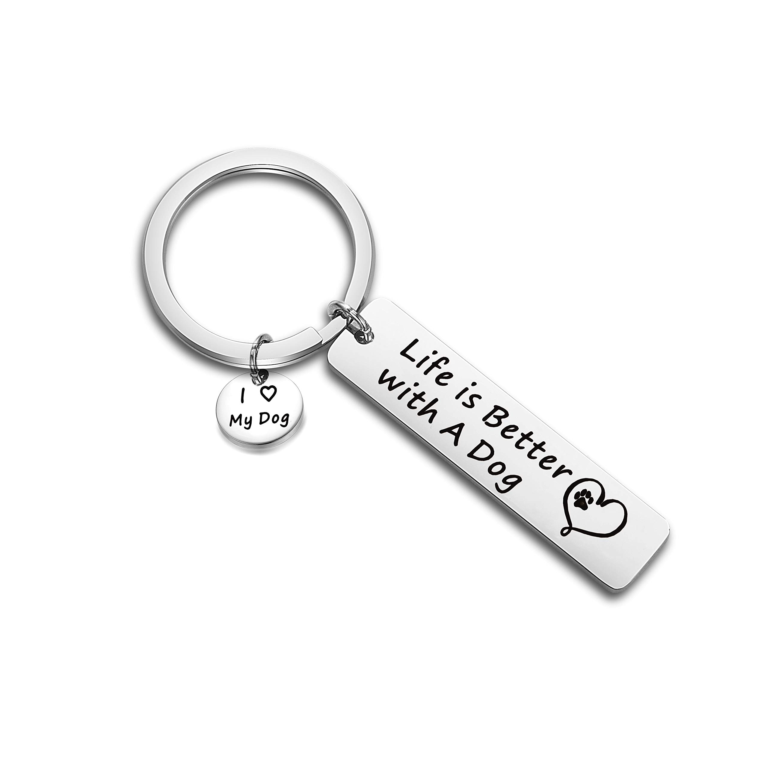 FEELMEM Dog Lover Gift Dog Mom Gift Life is Better With A Dog Keychain Pet Lovers Pet Jewelry Gifts for Dog Lovers (Silver)