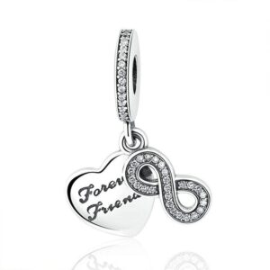 czviviry love forever friends charm,friends forever heart dangle charm 925 sterling silver,fit woman¡¯s necklace and bracelet