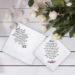 W&F GIFT Mother and Father of The Bride Gifts | Wedding Gift Handkerchief Set For Parents of The Bride from Daughter