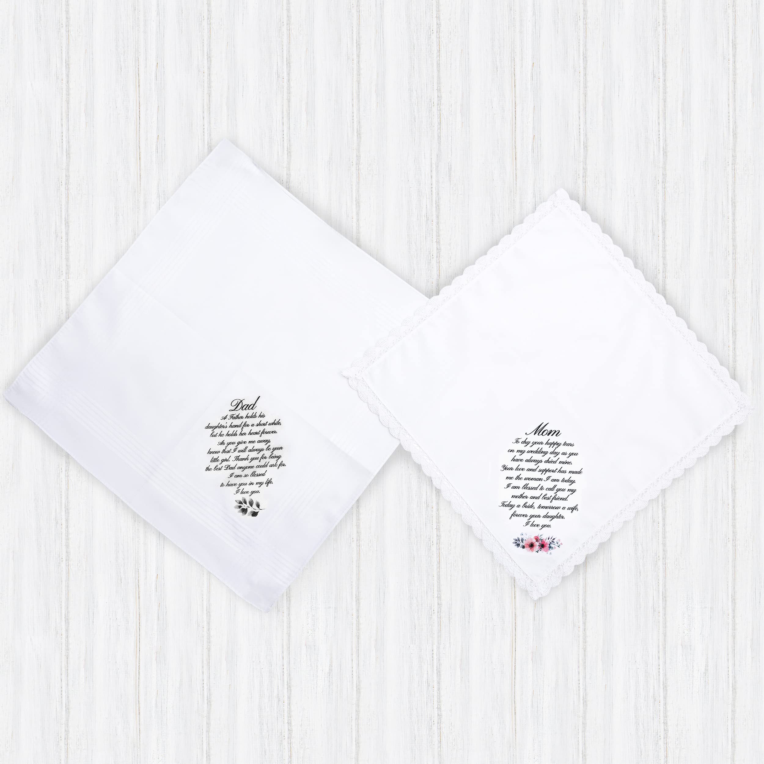 W&F GIFT Mother and Father of The Bride Gifts | Wedding Gift Handkerchief Set For Parents of The Bride from Daughter