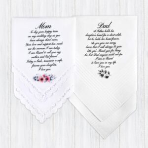 W&F GIFT Mother and Father of The Bride Gifts | Wedding Gift Handkerchief Set For Parents of The Bride from Daughter