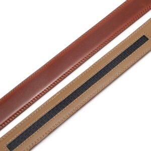 Founders & C Mens Leather Ratchet Belt Strap Only 1 3/8” without Buckle (28"-42" Waist Adjustable, Black leather -106/burnt Umber Leather)