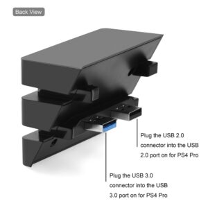 Bewinner 5-Port USB Hub, 5 Port USB Hub for PlayStation 4 Pro Console, 1 USB 3.0 and 4 USB 2.0 Port,Unique LED Indicators - Black