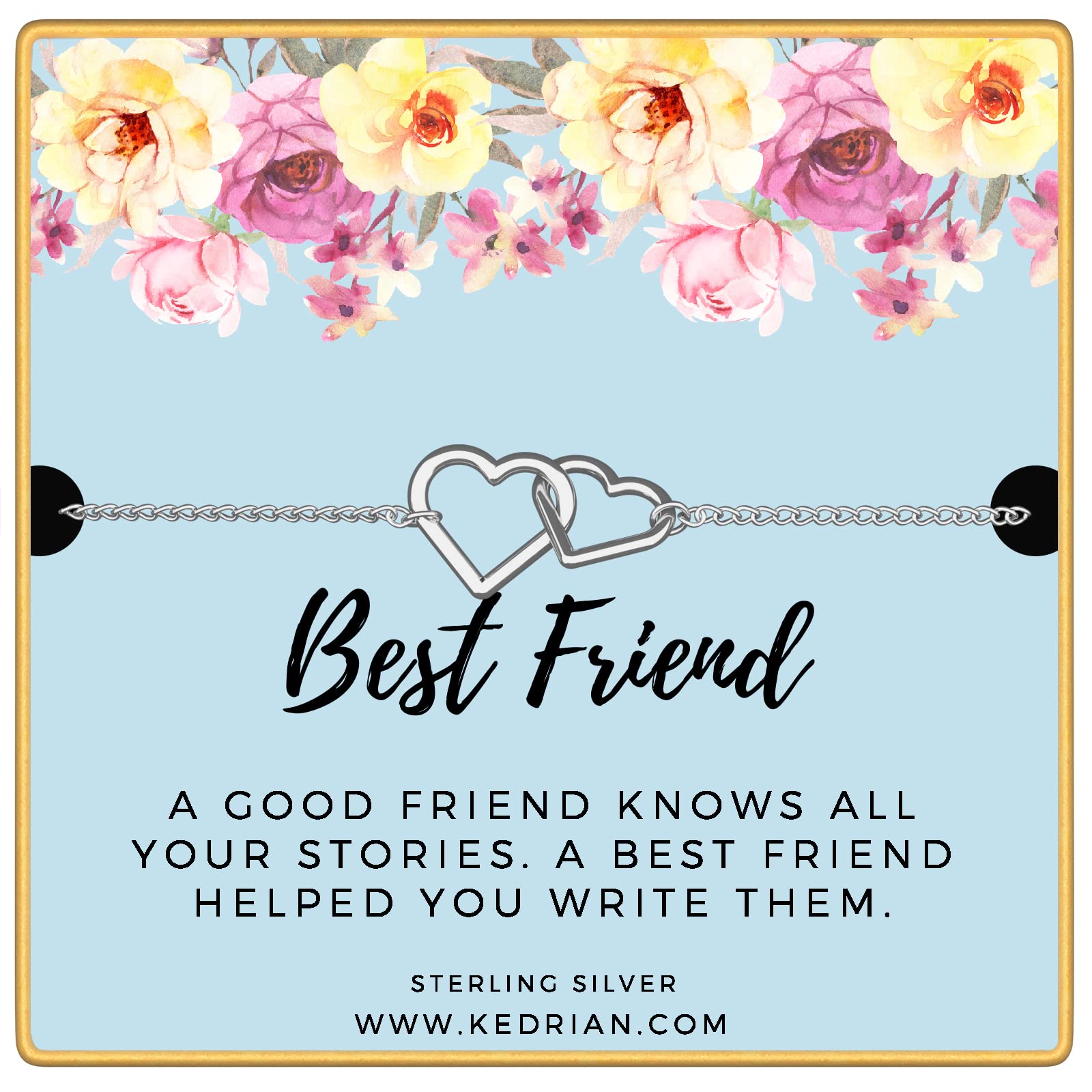 KEDRIAN Best Friend Bracelet, 925 Sterling Silver, Friendship Bracelet, Best Friends Bracelets, Friend Gifts For Adult Women, Friendship Gifts For Women, To My Best Friend Bracelet, Birthday, Christmas