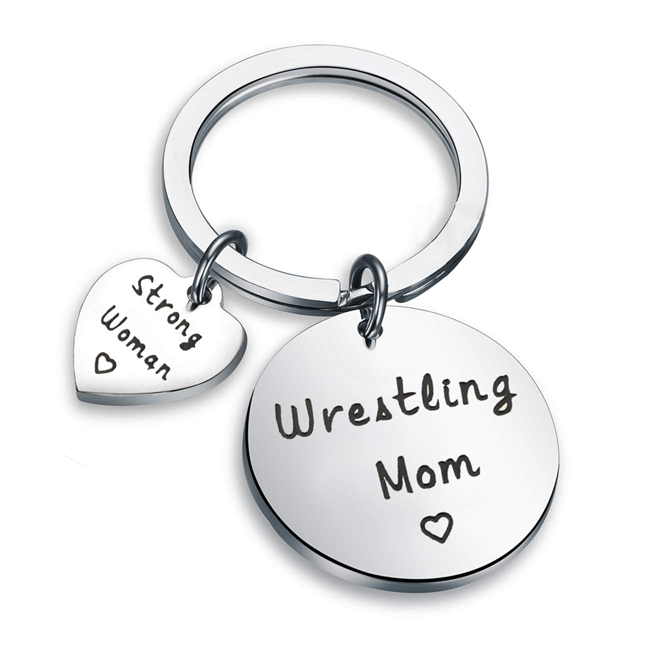 FEELMEM Wrestler Gifts Keychain Wrestling Mom Gift Wrestling Jewelry Gift for Wrestling Mom Wrestling Sports Mom or Wrestling Coach (Silver)